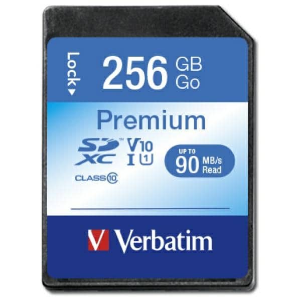 Verbatim Κάρτα Premium U1 SDXC 256GB V10 μαύρη/black 44026 - Adaptoras